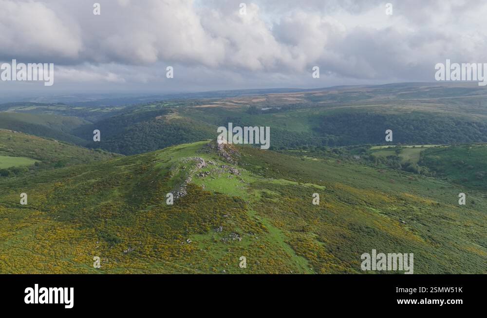 Sharp Tor from a drone, Dartmeet, East Dartmoor, Devon, England Stock ...