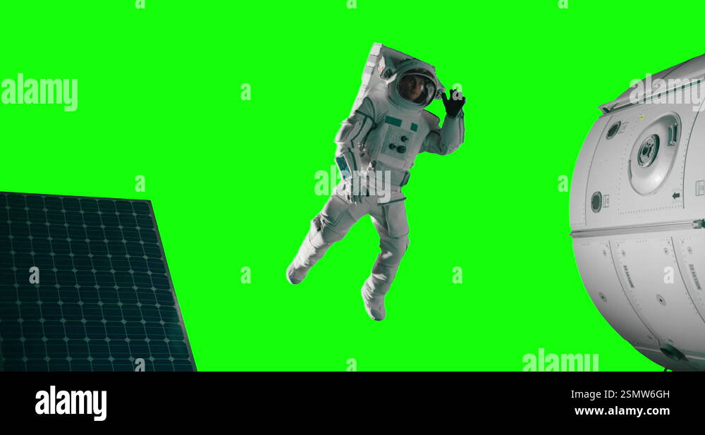 Astronaut Floating in Zero Gravity on Green Screen Stock Video Footage ...