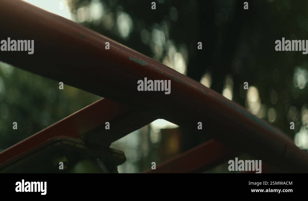 A Metal Railing With Chipped Paint From a Ride in an Abandoned Theme ...