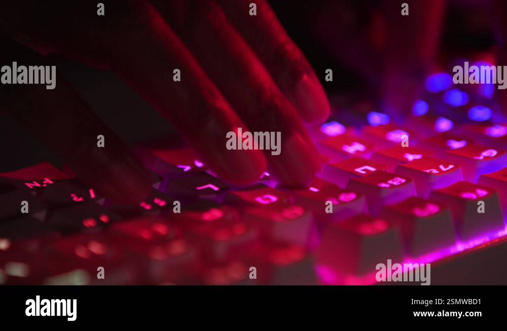 Red computer keyboard Stock Video Footage - Alamy