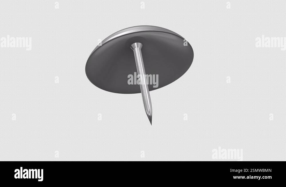 3D Thumb Tack Icon Rotating on a Transparent Background. Seamless Loop ...