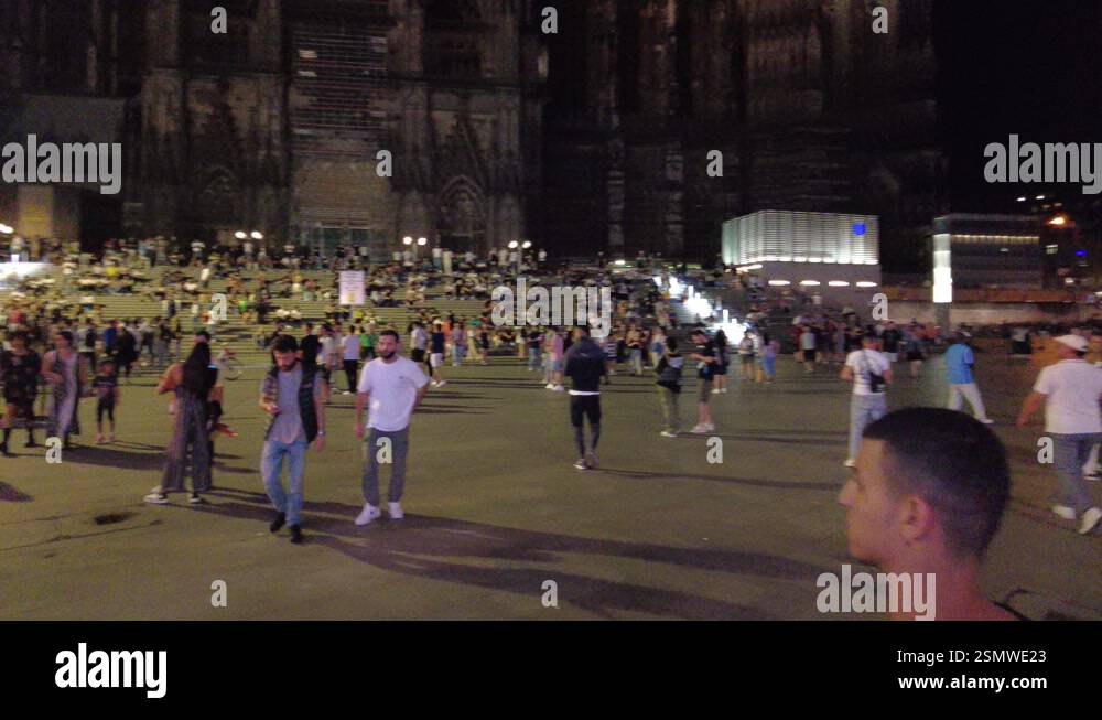 Church Cologne Cathedral Square Germany, Main Train Station DB at Night ...
