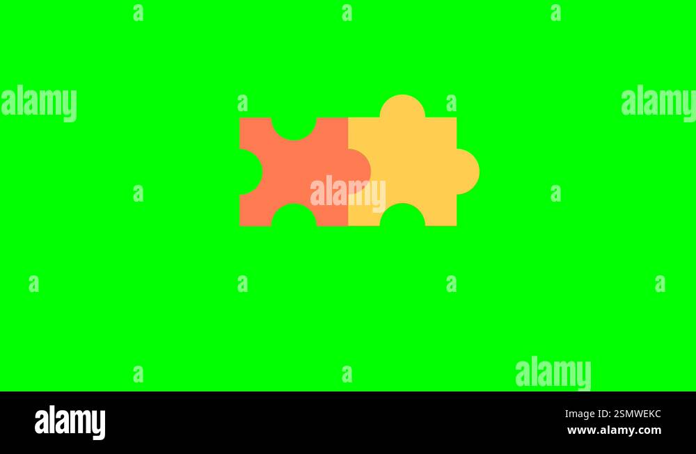 Team collaboration man, AI. Red, yellow puzzles. Two puzzle pieces ...