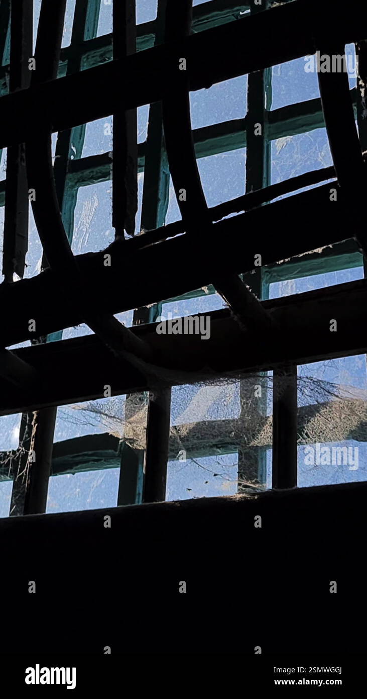 Vertical View, Alcatraz Federal Prison USA, Cobweb on Metal Bars and ...