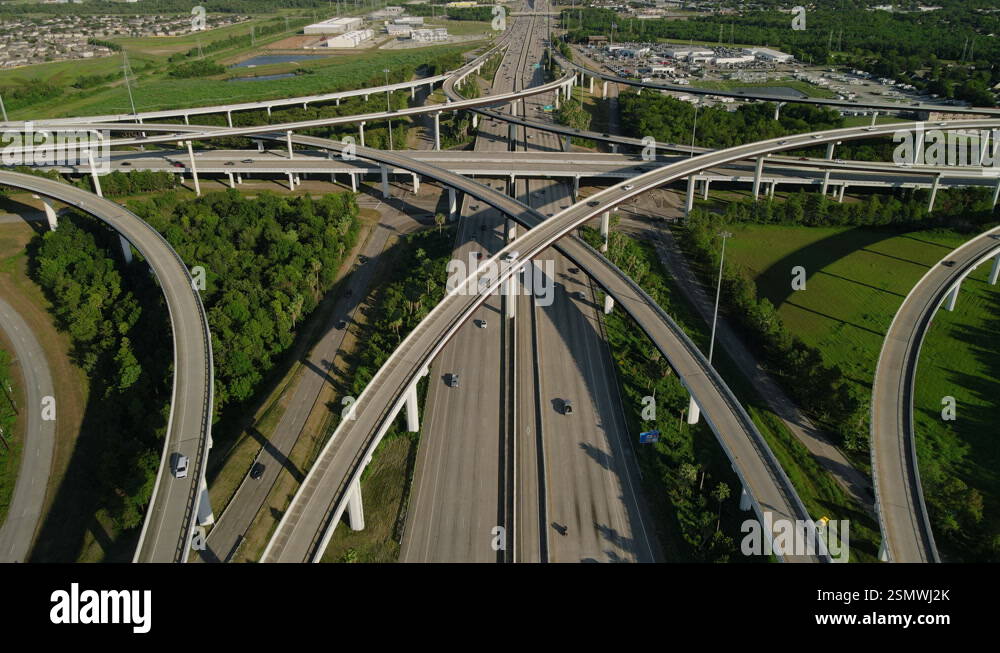 Drone Tops Down Highway Intersection I45 and Beltway 8 Sam Houston ...
