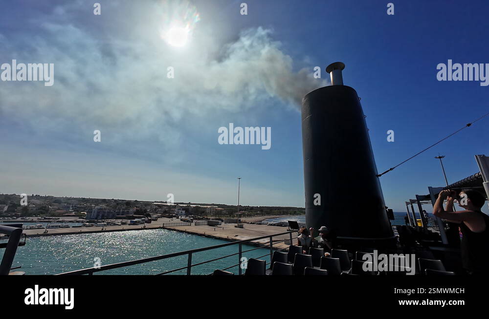 Athens, Greece - 08/27/2024: Tourism ship at Port Killini with ship's ...