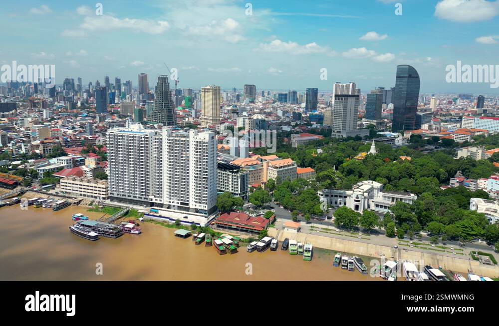 Phnom Penh, Cambodia Mekong riverfront city buildings Southeast Asia ...