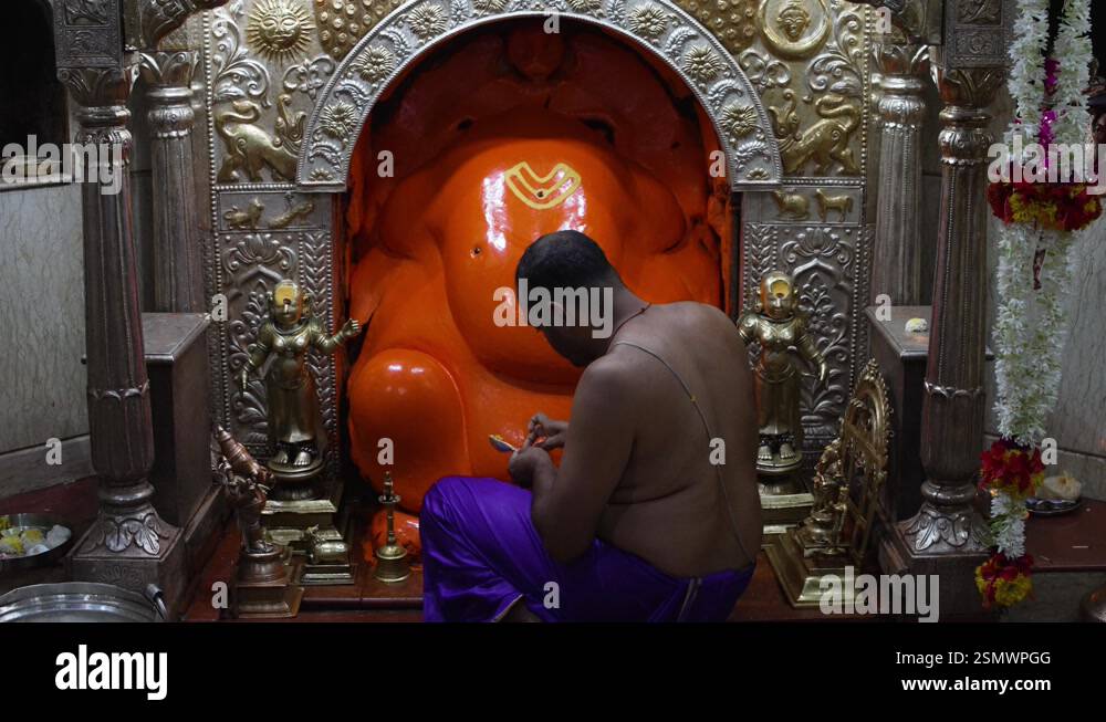 India Maharashtra Pune Purandar Morgaon Ganpati Temple Stock Video ...