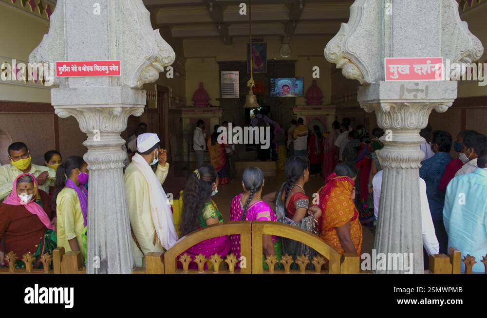 India Maharashtra Pune Purandar Morgaon Ganpati Temple Stock Video ...