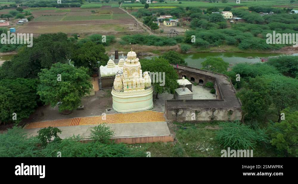 India Maharashtra Pune Purandar Pandeshwar Mandir Aerial Stock Video ...