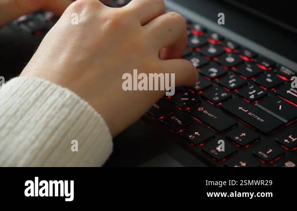 Fast typing on the laptop keyboard with all fingers ten-finger typing ...