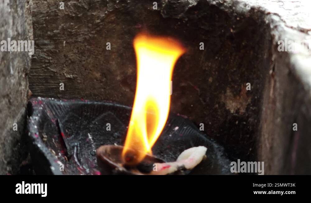 Hindu Prayer Rituals, Candles burning in the Indian temple Stock Video ...