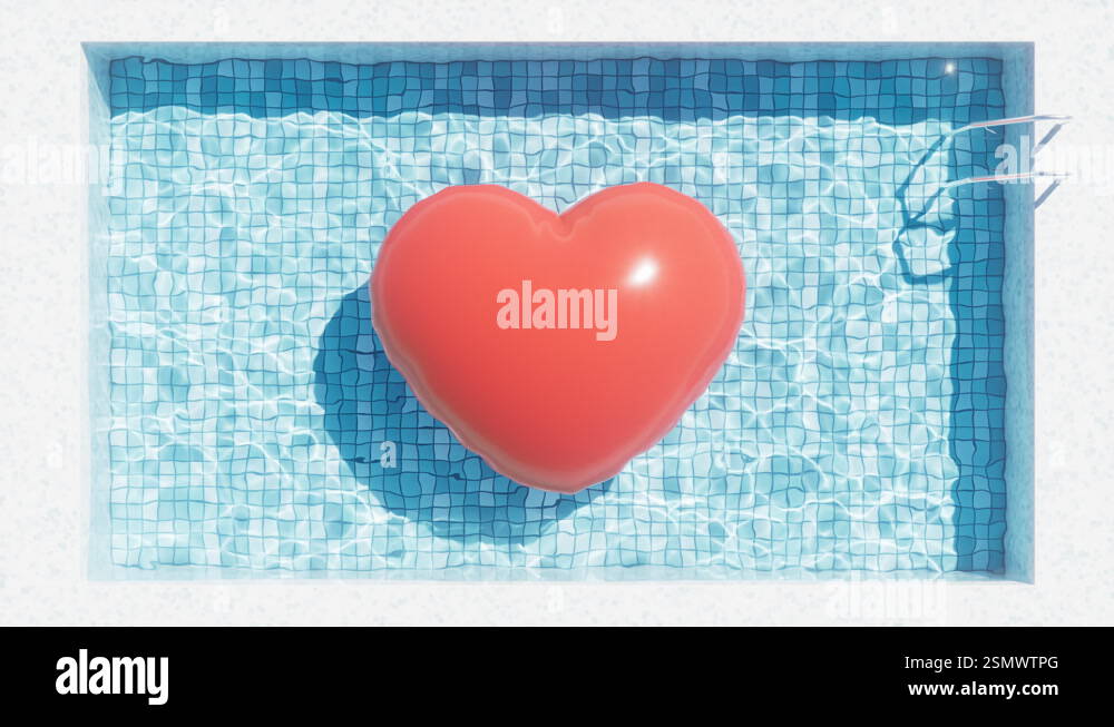 Loop animation of swimming pool and floating heart, 3d rendering Stock ...