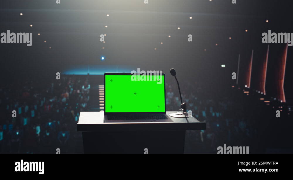 Green Screen Laptop at Conference Stock Video Footage - Alamy