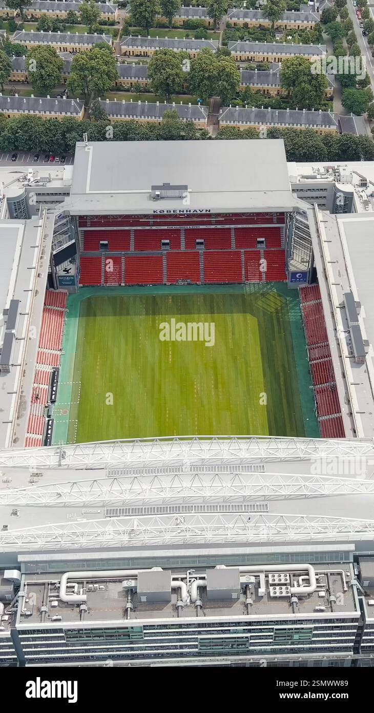 Vertical video. Copenhagen, Denmark. PARKEN - largest football stadium ...