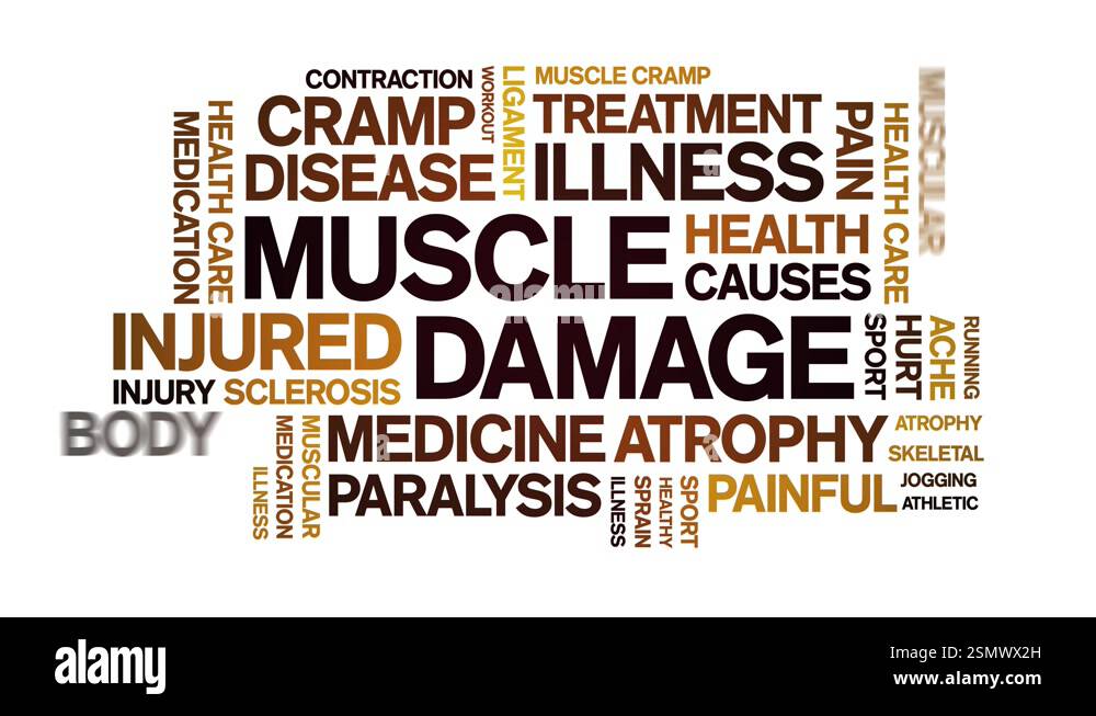 Muscle Damage animated word cloud,animation kinetic typography seamless ...