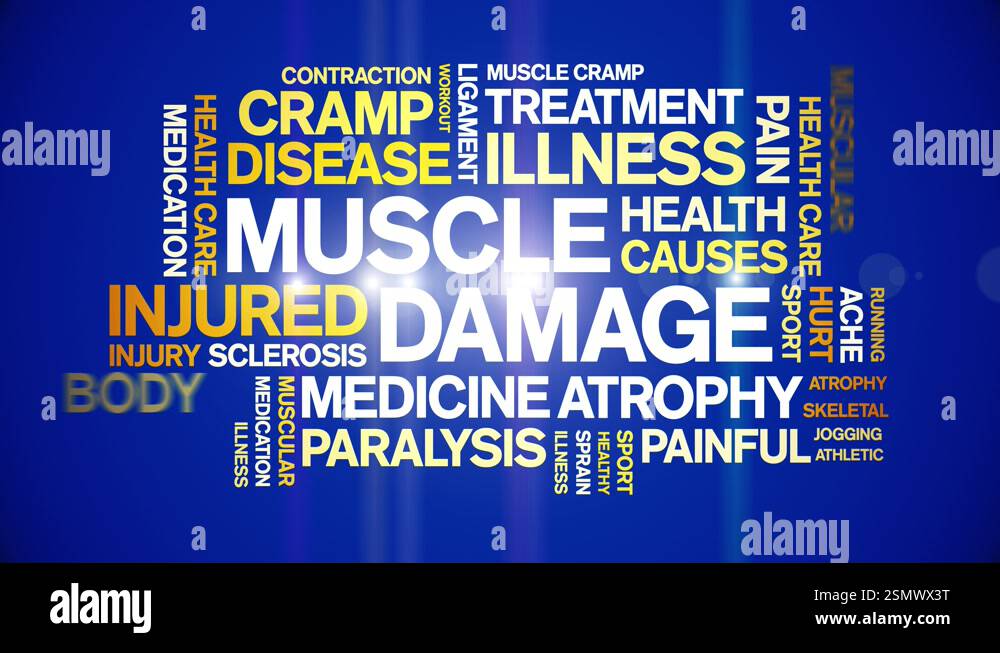 Muscle Damage animated word cloud,animation kinetic typography seamless ...