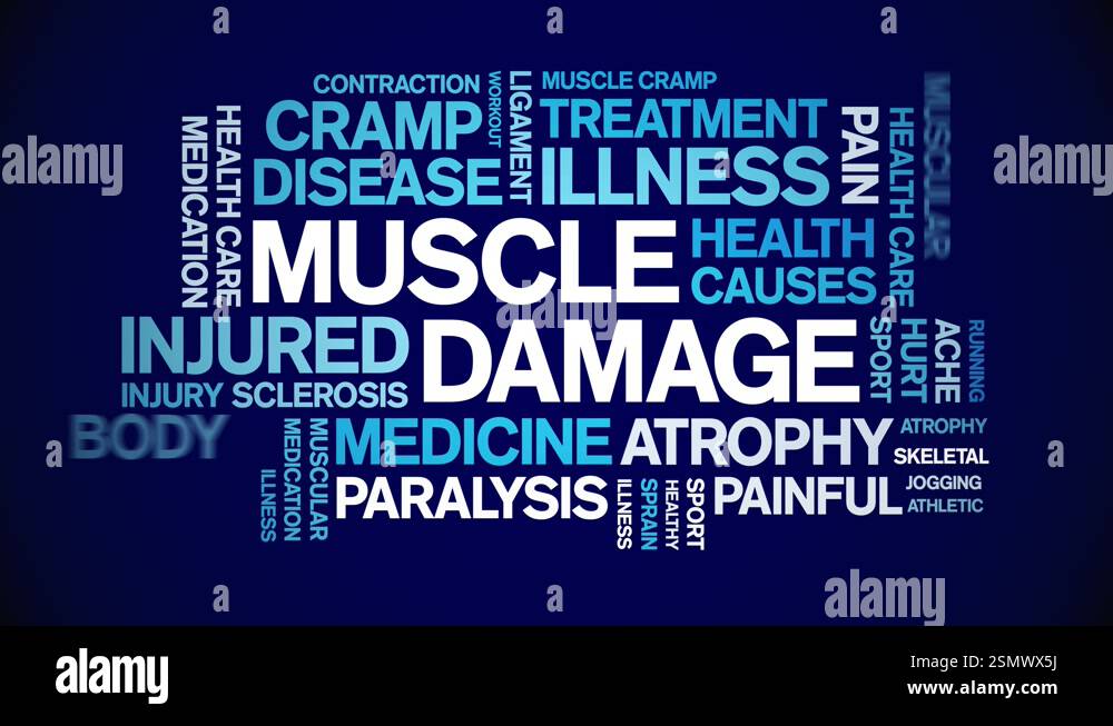 Muscle Damage animated word cloud,animation kinetic typography seamless ...
