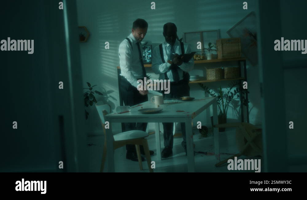 Detectives Standing in Messy Room and Describing Evidence Found at ...