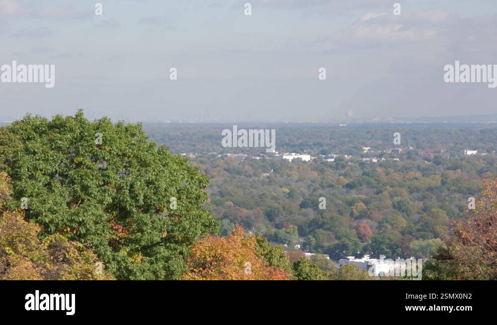 view from a cliff on Central New Jersey and New York City skyline in ...
