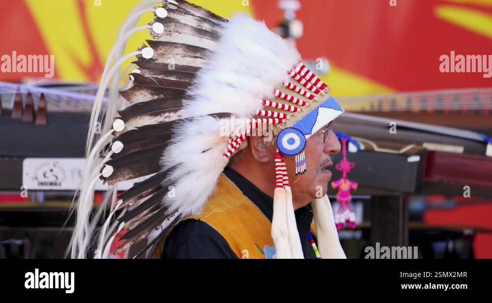 Elder Wolfleg, Miiksika'am wears a traditional First Nation Indigenous ...