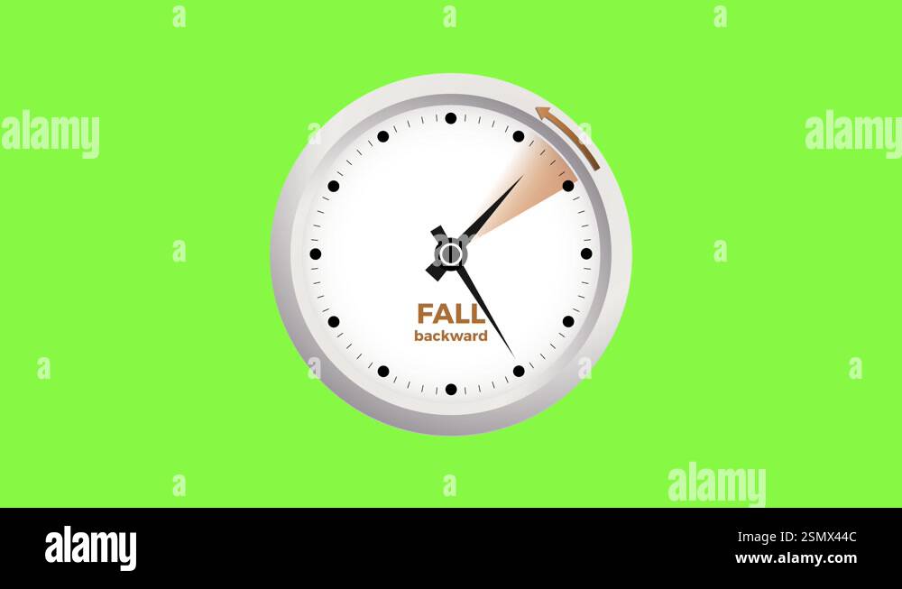Animated illustration of a clock showing the time change when daylight ...