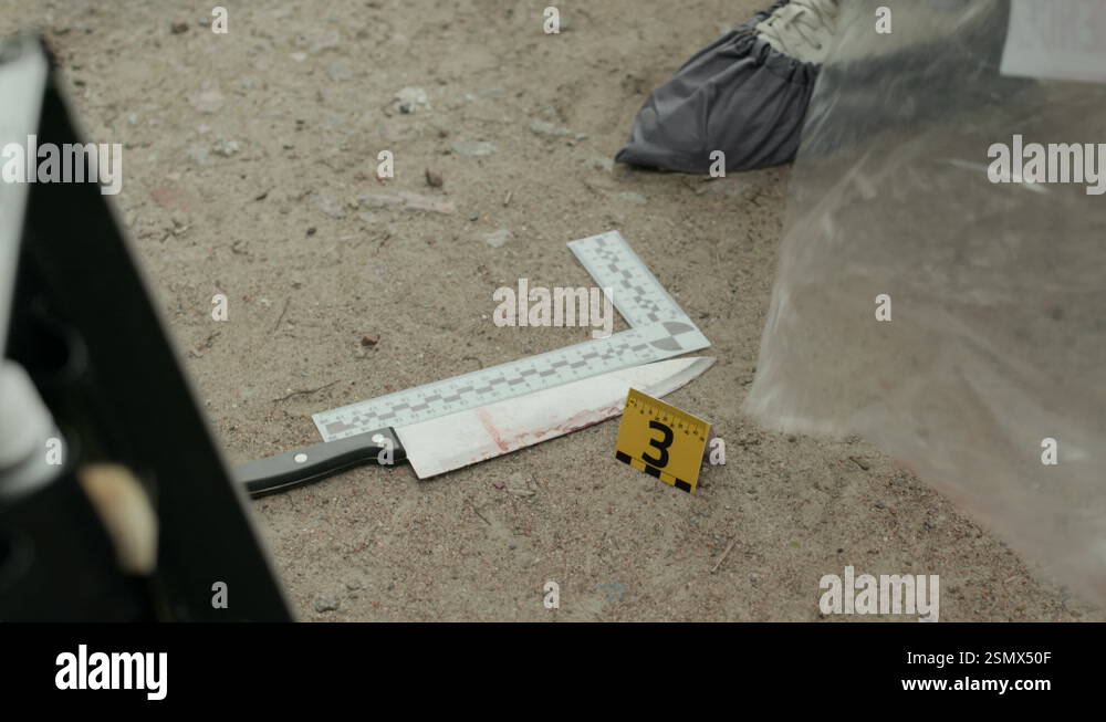 Forensic Expert Examining Murder Instrument at Crime Scene Stock Video ...