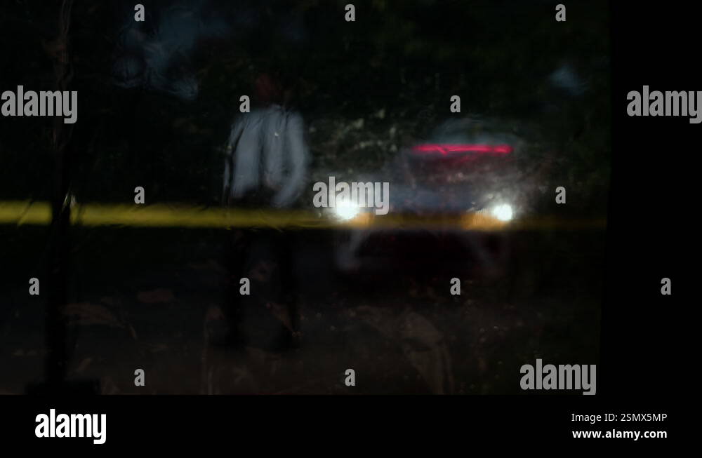 Police Officer Arriving at Crime Scene at Night Stock Video Footage - Alamy