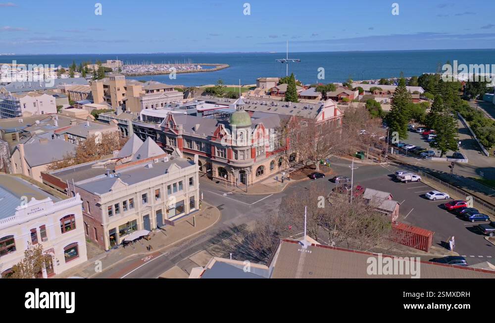 Aerial view of iconic heritage buildings in Fremantle, Perth, Western ...