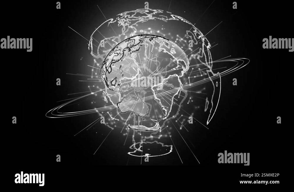 Digital earth networked globe alpha channel overlay visual background ...
