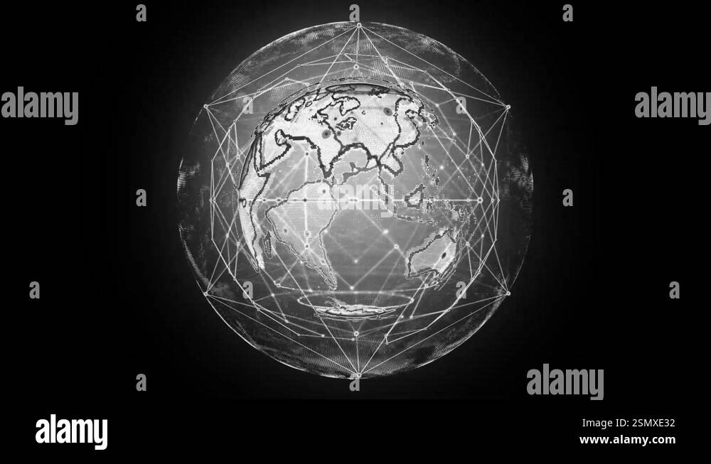 Digital connected earth networked globe lines 4K animation Stock Video ...