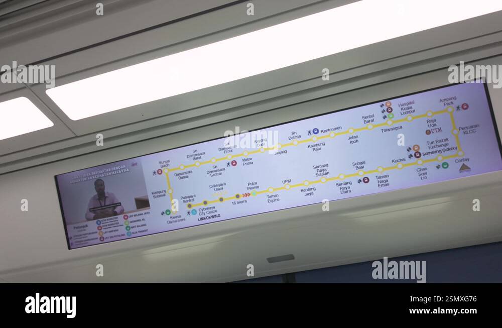 Close-up view of the MRT Putrajaya line map on the MRT train Stock ...
