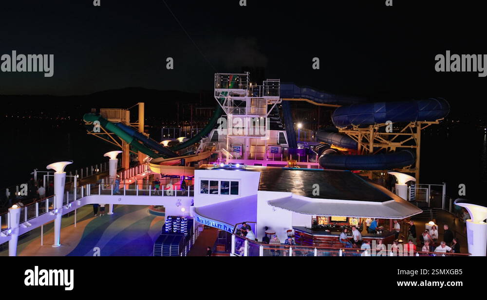 Split Croatia departing cruise ship night 4K Stock Video Footage - Alamy