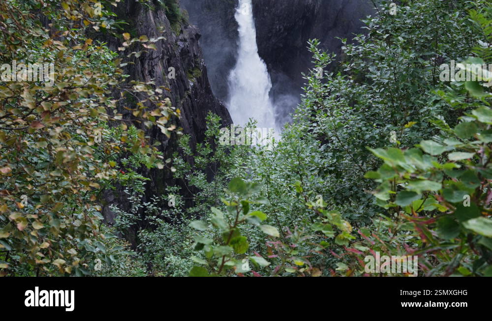 Reveal Rjukan Waterfall On Steep Mountain In Telemark County, Norway ...
