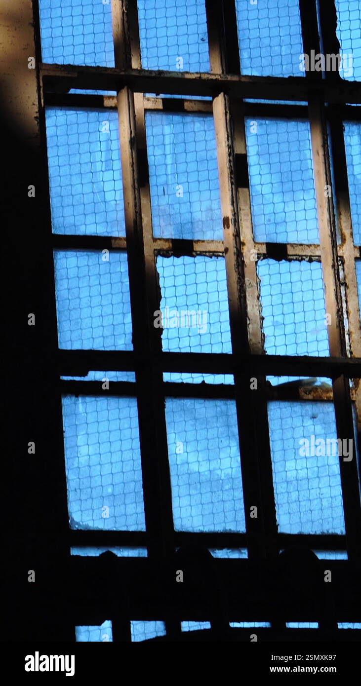 Vertical View, Alcatraz Prison Detail, Sunshine on Window With Metal ...