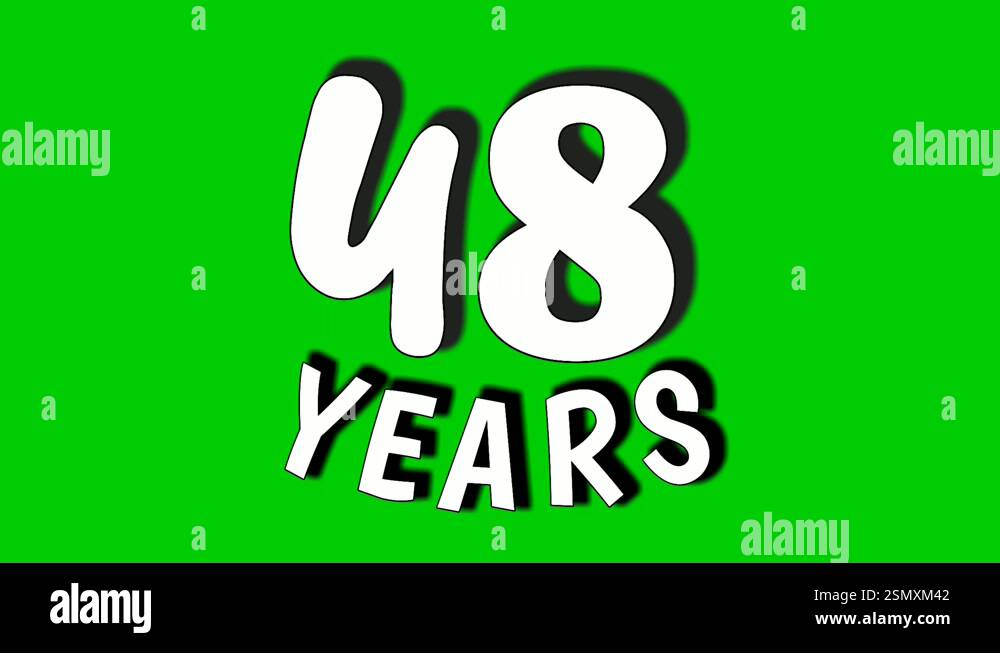 48 forty eight years text animation motion graphics on green Stock ...