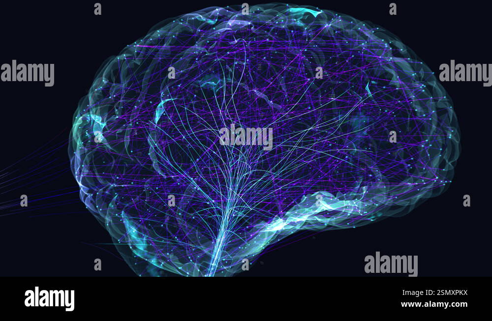 3D VFX Visualization Of AI Neural Network Inside Brain Stock Video ...