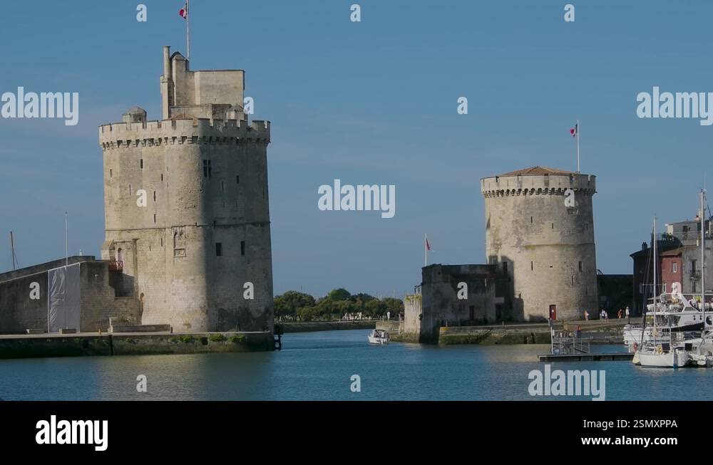 The Chain Tower and the Saint-Nicolas Tower, La Rochelle Stock Video ...
