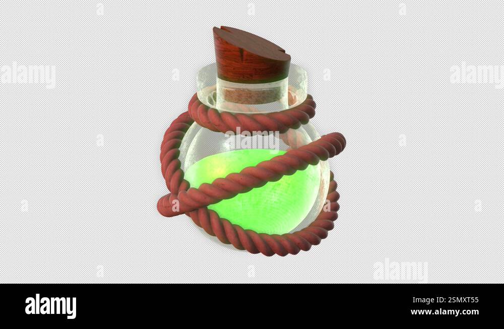3D Potion Bottle Rotating on a Transparent Background. Seamless Loop ...