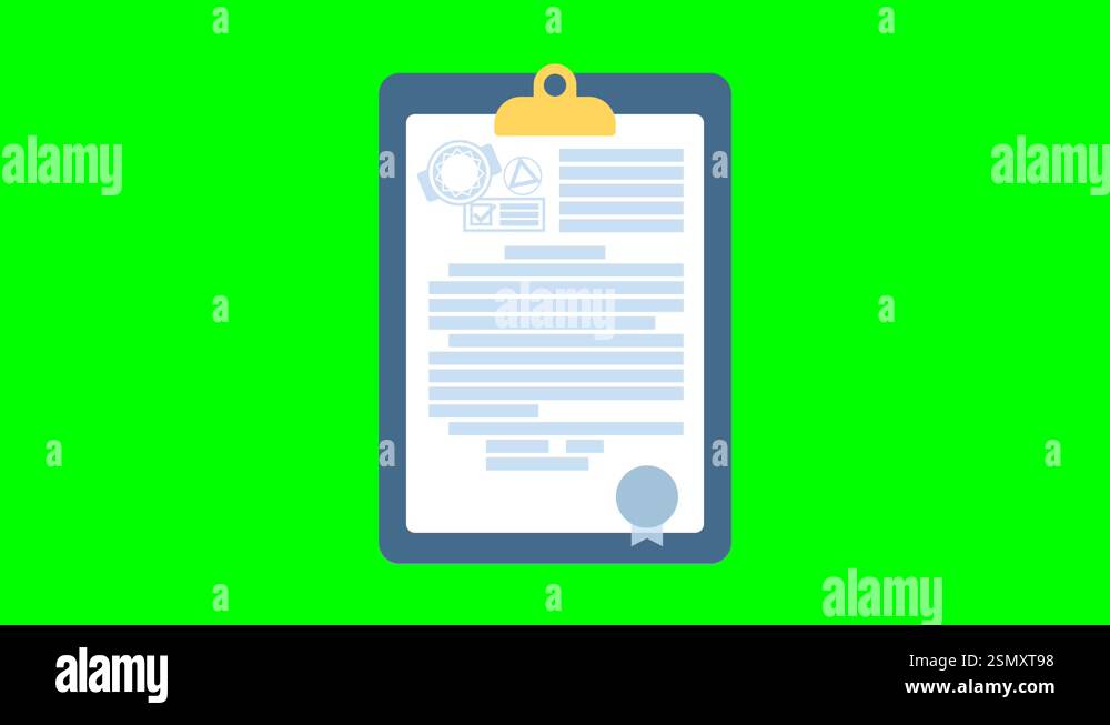 Folder with stamp and text. Agreement document with signature and ...