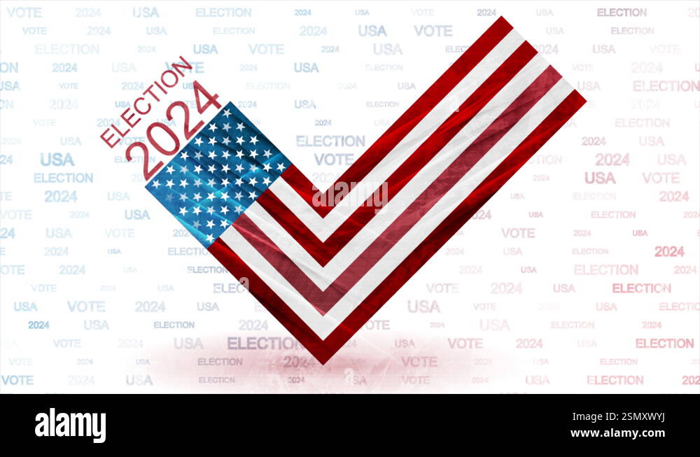 Bright red blue grunge check mark for the US presidential election 2024 ...