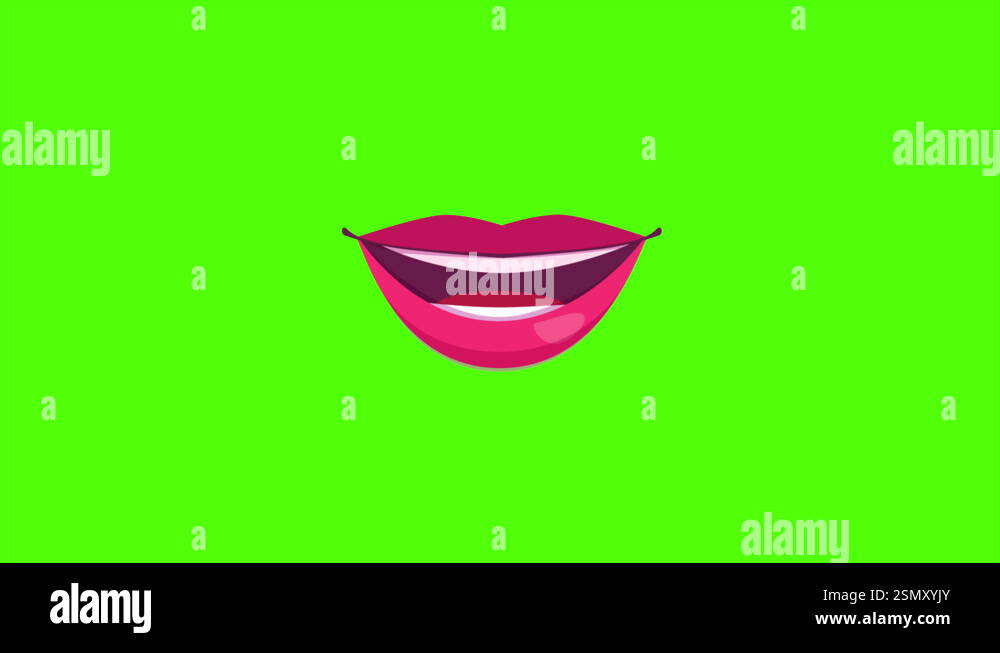 Woman Cartoon Character Lip-Sync Talking Animation On Green Screen ...