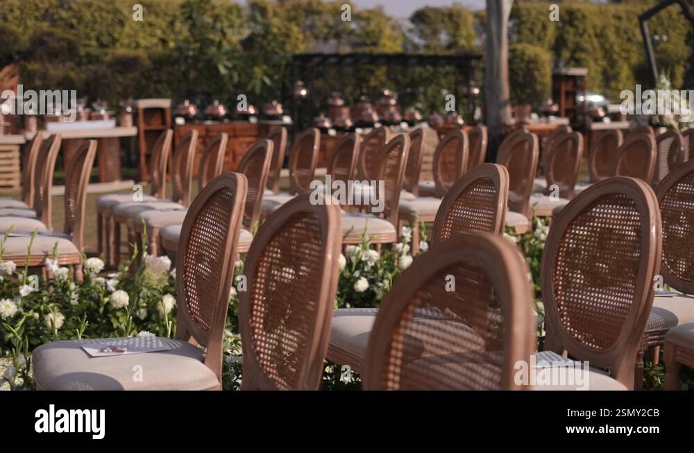 A Slow Motion Shot of an Indian Wedding Venue Decoration in India Stock ...