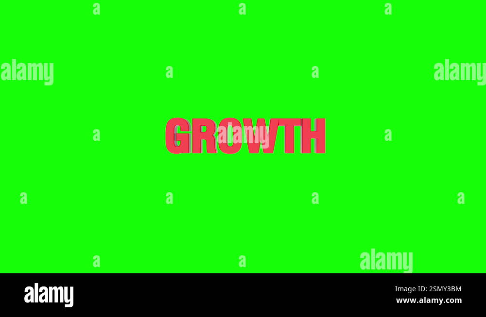 Growth text animation isolated on clean white background with chroma ...