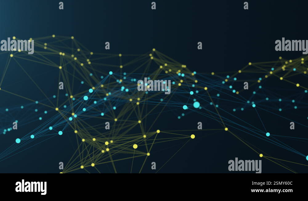 Blue and orange data nodes animation. 4K network background seamless ...