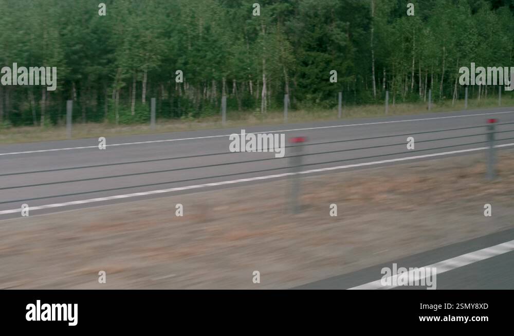 Passenger driving past forest in slow motion Stock Video Footage - Alamy