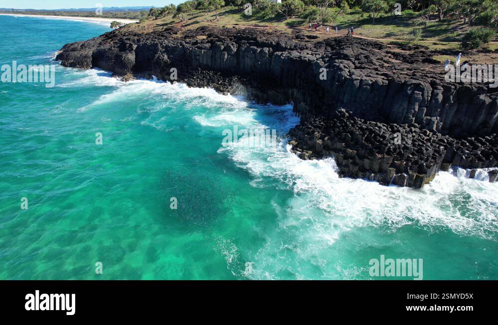 Breaking Waves On Basalt Columns Of Fingal Headland With Mullet Fish ...