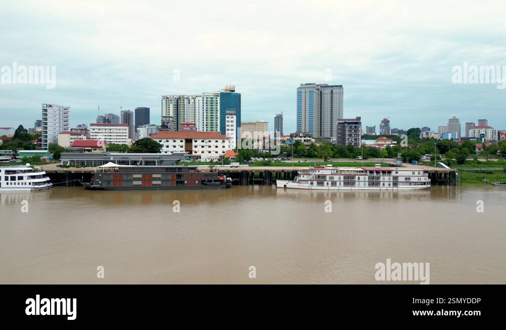 Doulos Hope floating book fair docks, cruise ships at Phnom Penh river ...