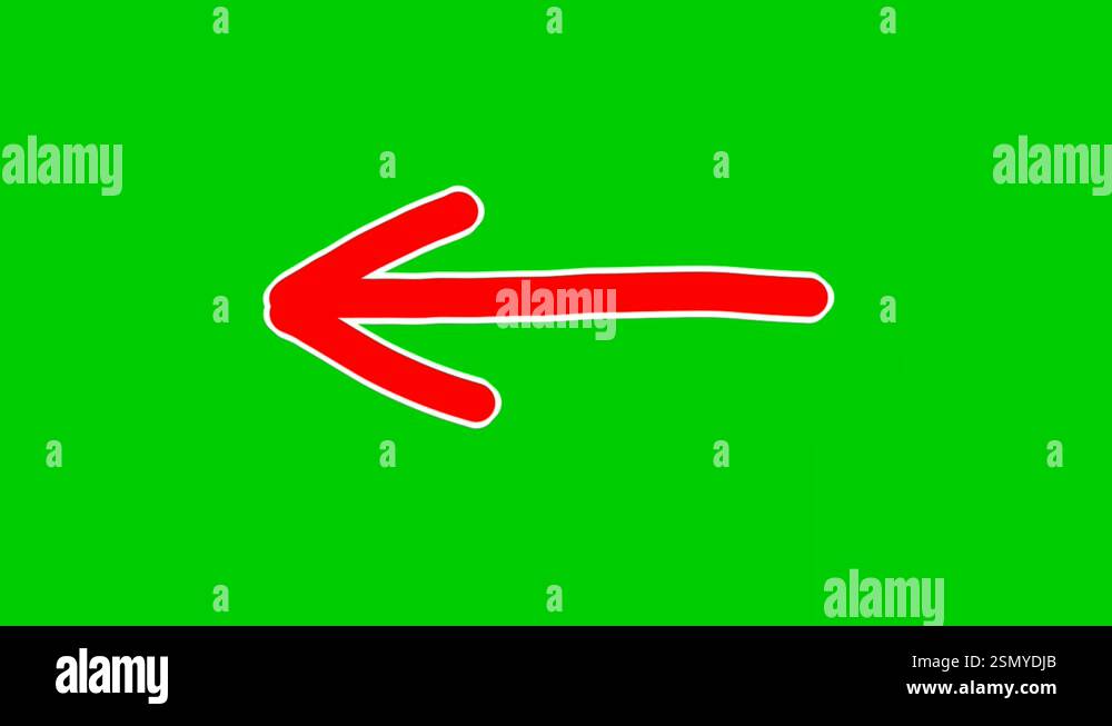 Left Arrow sign symbol animation motion graphics hand draw on green ...