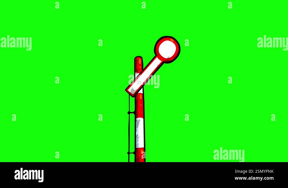 Railway signal semaphore cartoon animation green screen Stock Video ...